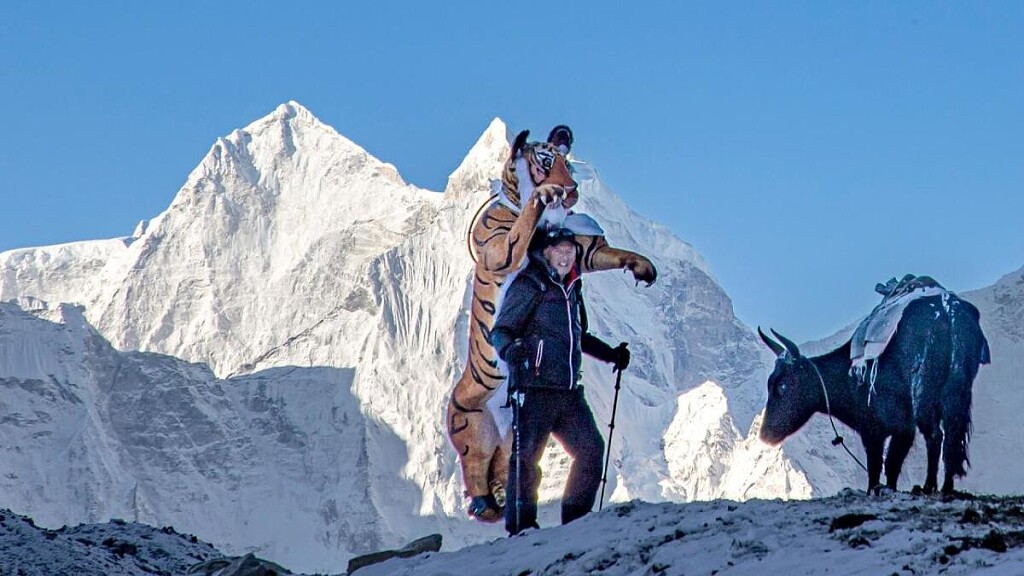 Man in tiger suit completes Everest marathon, this is the 20th marathon ...