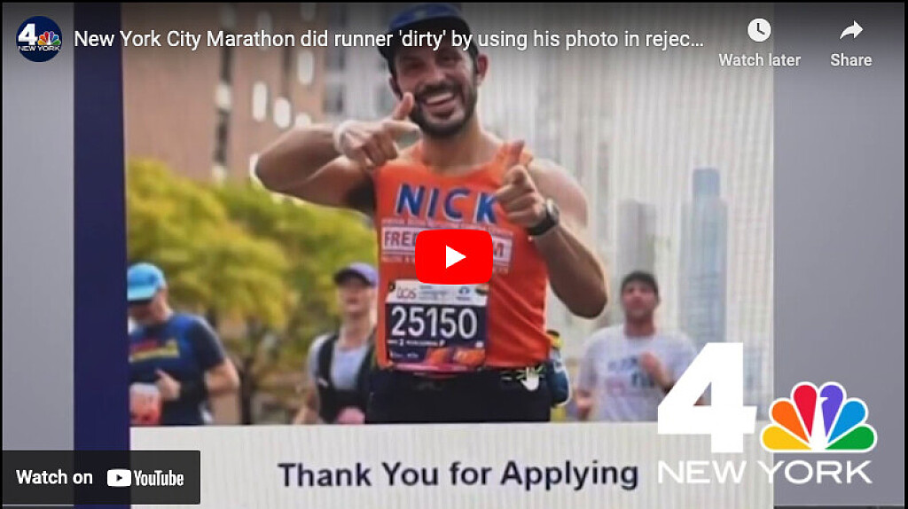 New York runner receives marathon rejection email with his face on it ...